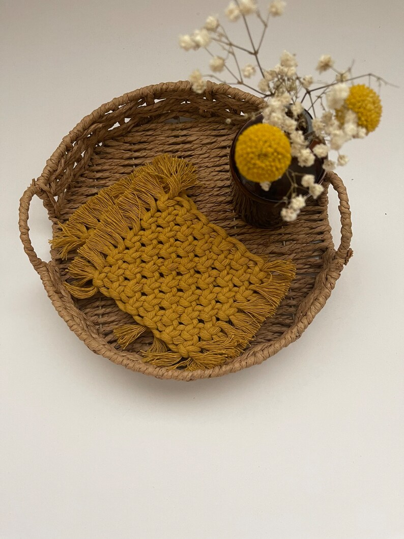 Square Macrame Coasters | Macrame Mug Rug | Boho Macrame Coasters - Etsy