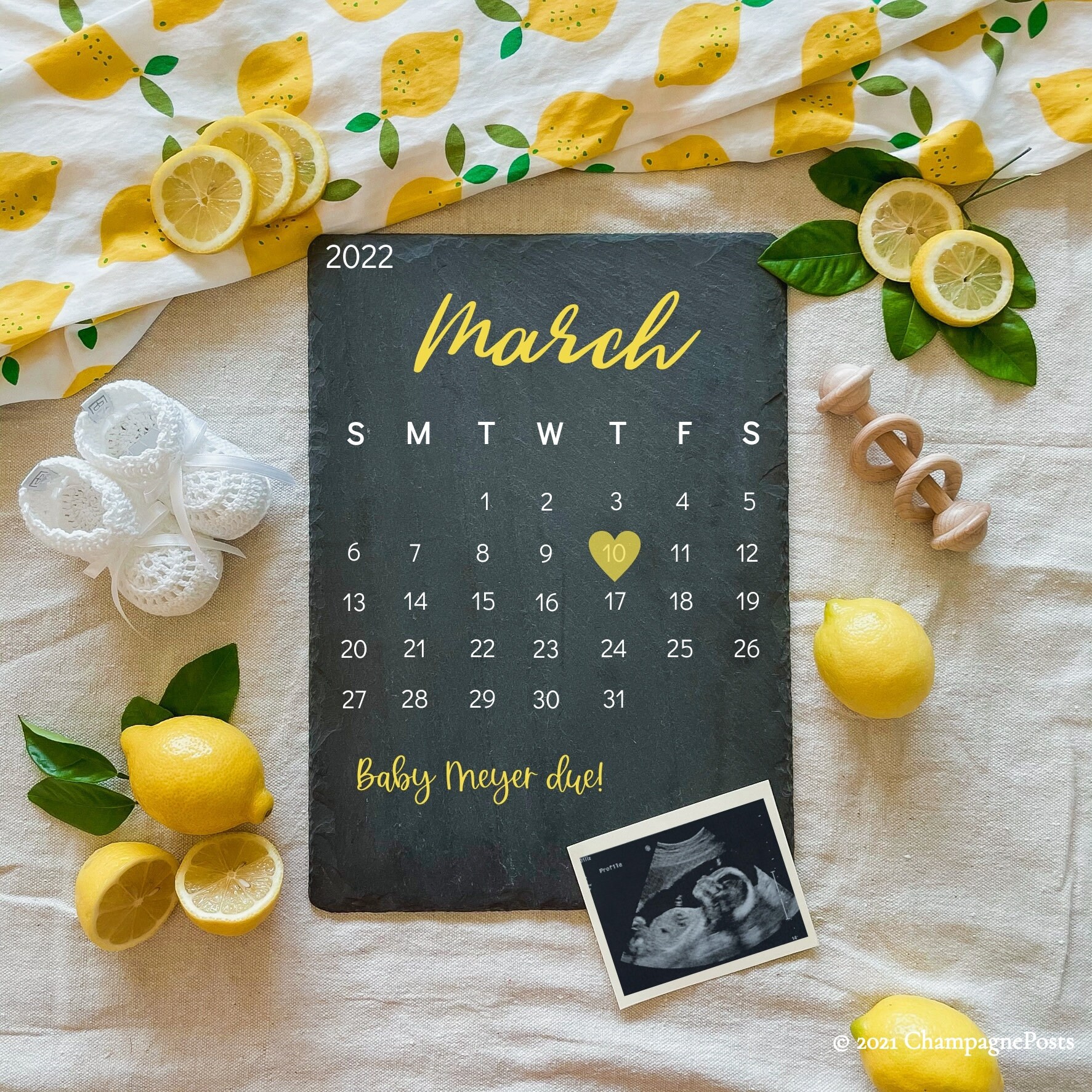 Lemon Pregnancy Announcement Calendar Due Date Social Media - Etsy