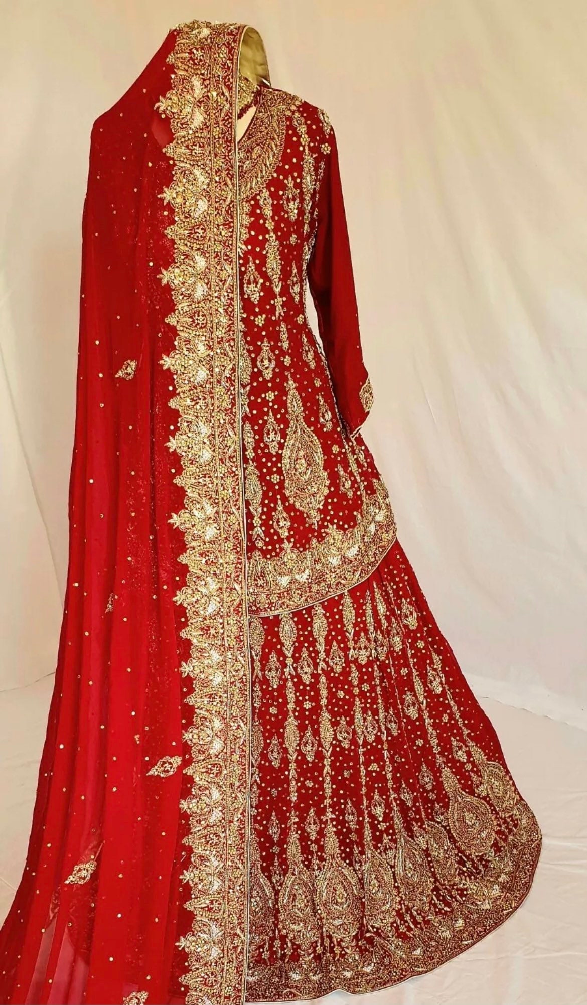 Pakistani/ Indian Maroonish Red Bridal Lehanga in Medium Size - Etsy UK