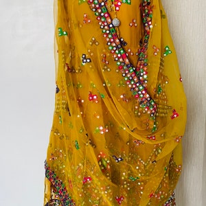 Beautiful Multy Embroidered Frock With Mirror Work on Mustered Yellow ...