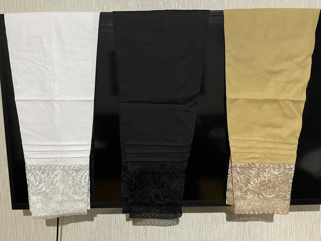 Very Soft Cotton Material Trouser in Medium Size With Lace and Plats in ...