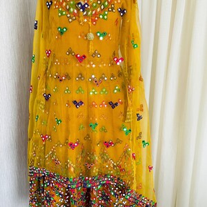 Beautiful Multy Embroidered Frock With Mirror Work on Mustered Yellow ...