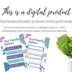 Family Value Poster Printable Value Poster Family Rule Sign Family Rule ...