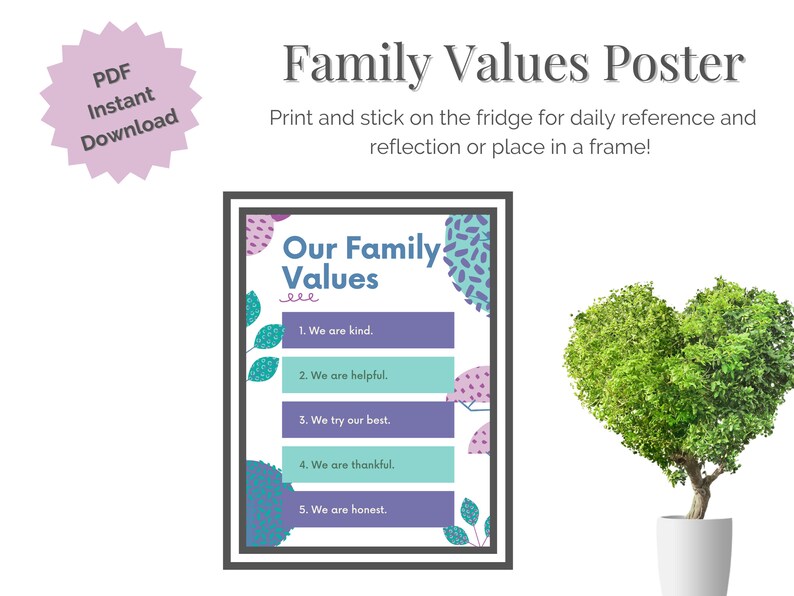 Family Value Poster Printable Value Poster Family Rule Sign Family Rule ...
