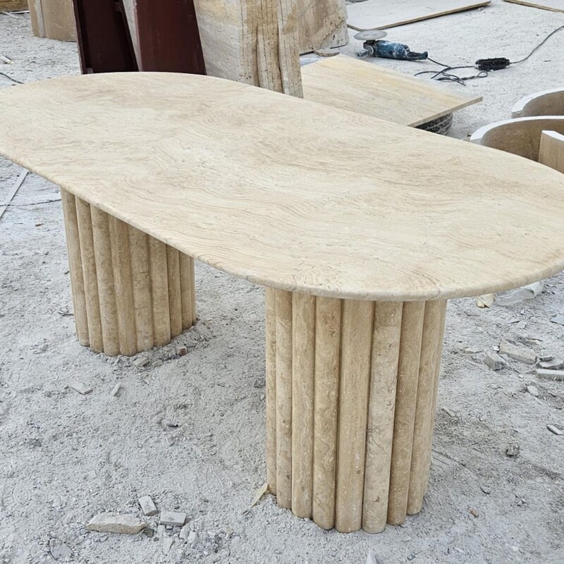 Travertine Dining Table - Etsy