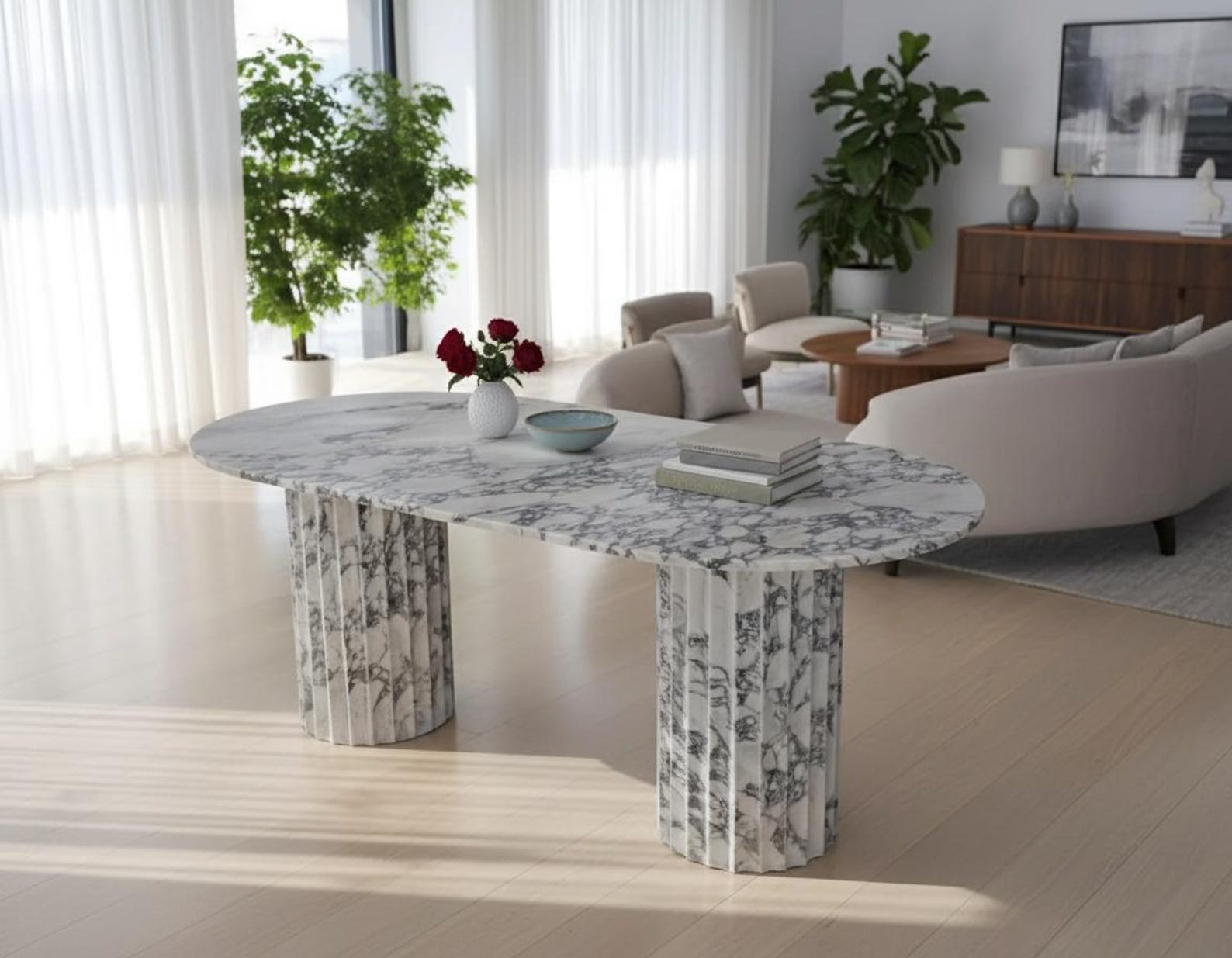 Custom Calacatta Viola Marble Dining Table: Handmade Natural Stone - Etsy