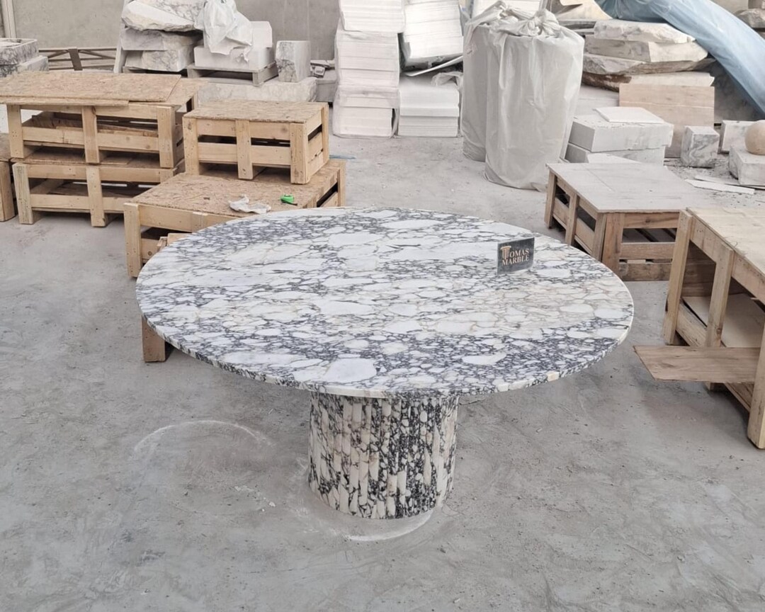 Calacatta Viola Round Table - Marble Dining Table - Calacatta Viola ...