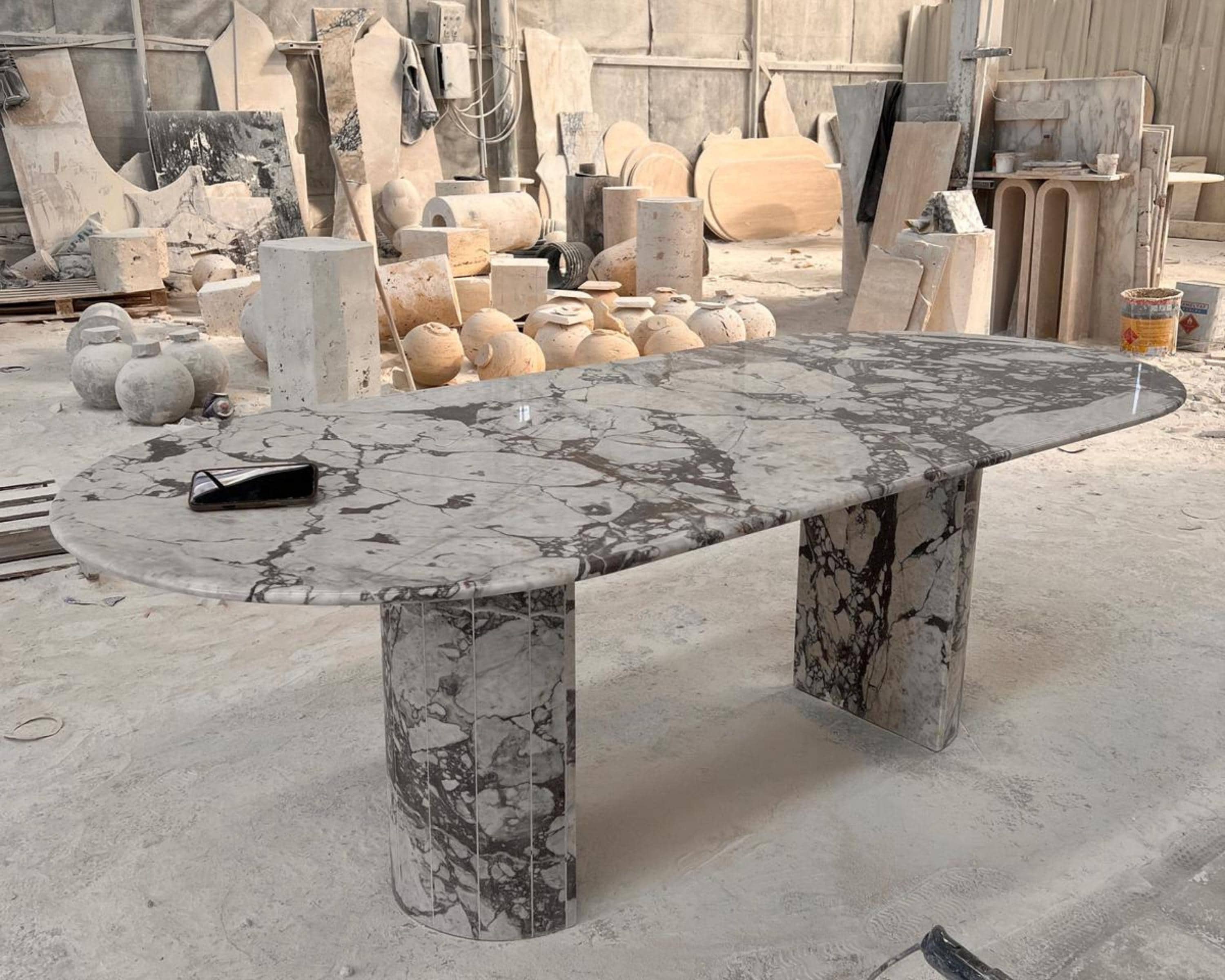 Calacatta Viola Marble Dining Table – Handmade Italian Stone Furniture ...