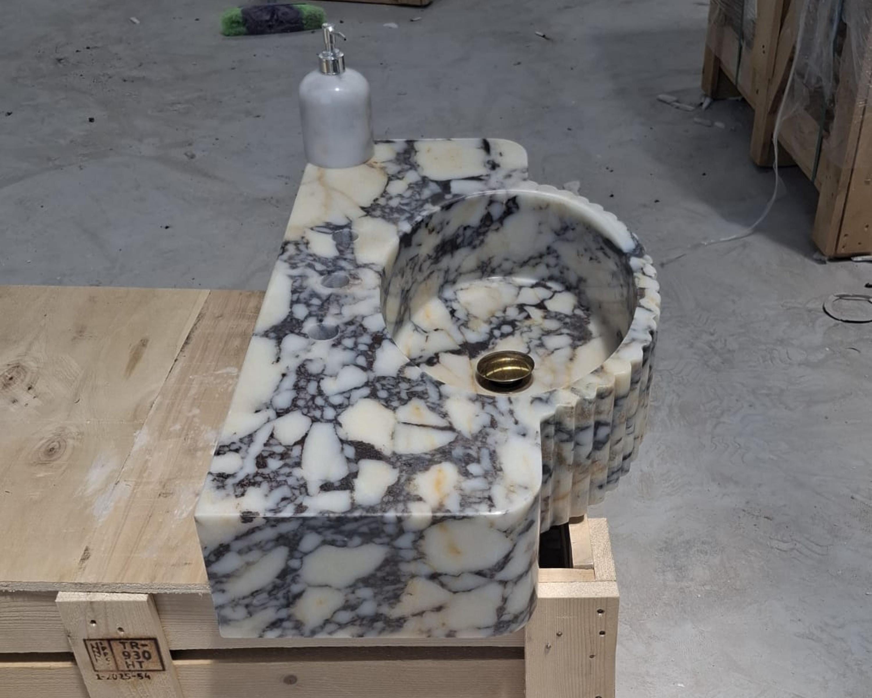 Calacatta Viola Marble Bathroom Sink – Handmade Natural Stone Wall ...