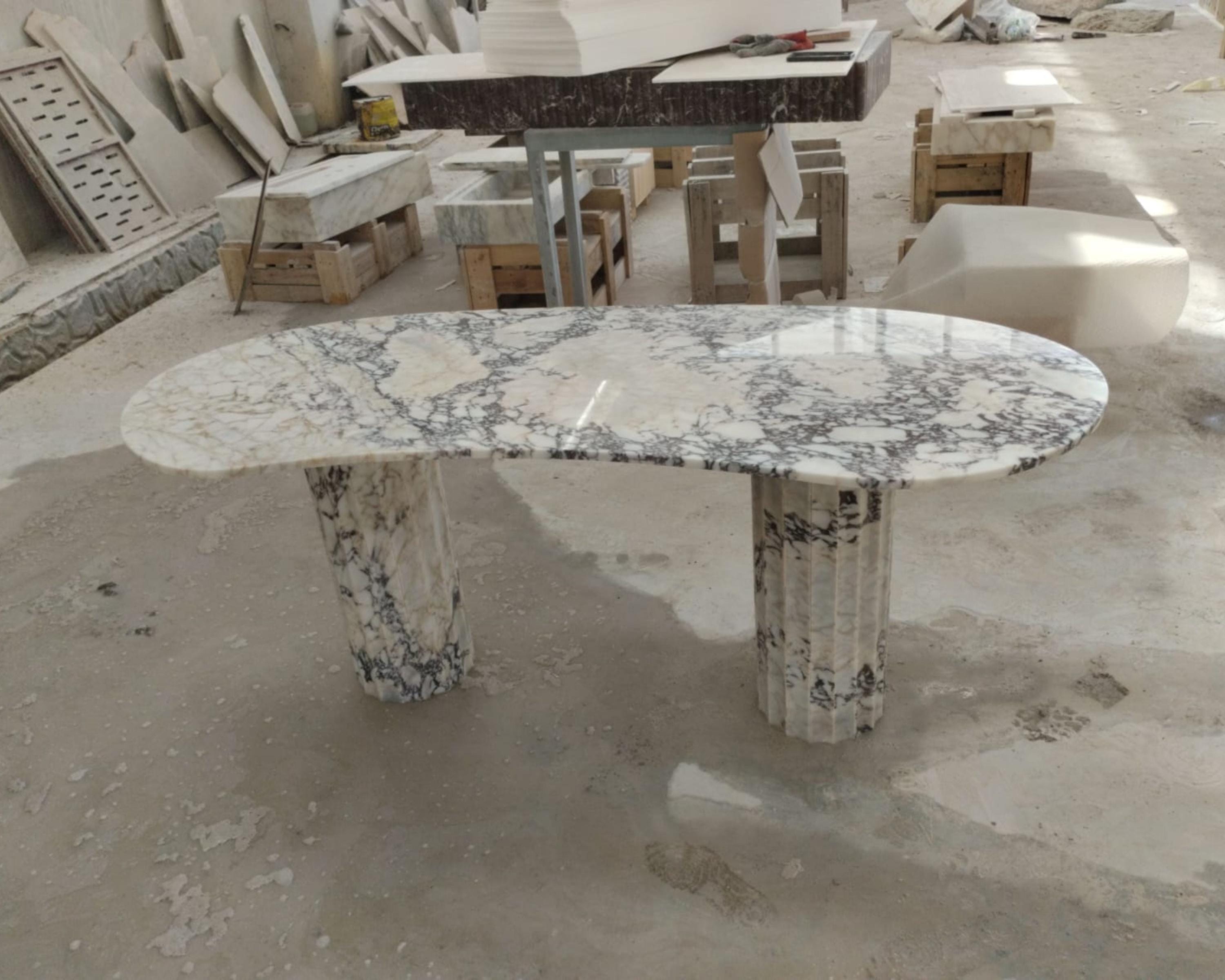 Custom Calacatta Viola Marble Dining Table: Handmade Natural Stone - Etsy
