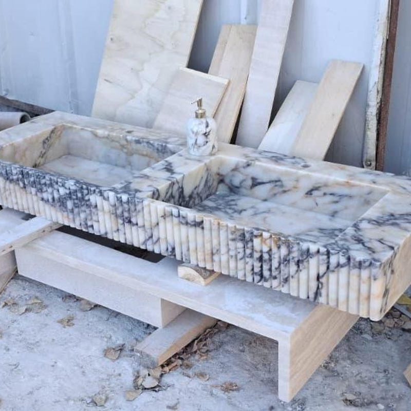 Double Marble Sink Basin - Etsy