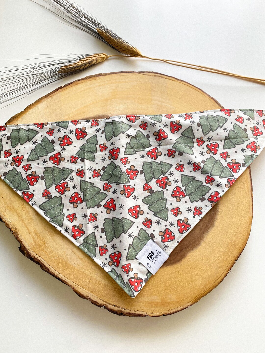 Snap-on Modern Christmas Cat and Dog Bandana Holiday Shrooms - Etsy