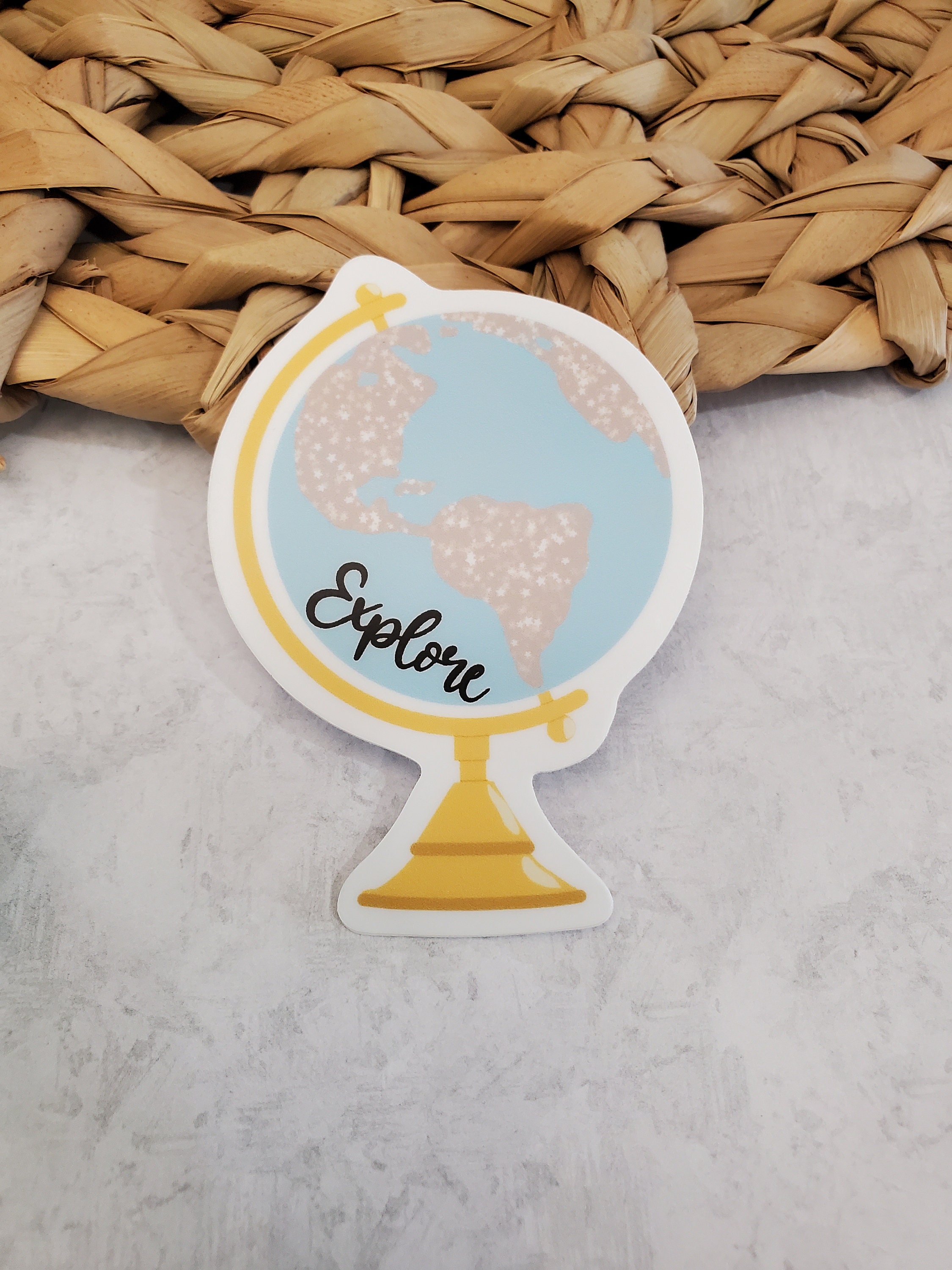 Explore sticker globe sticker adventure time travel | Etsy