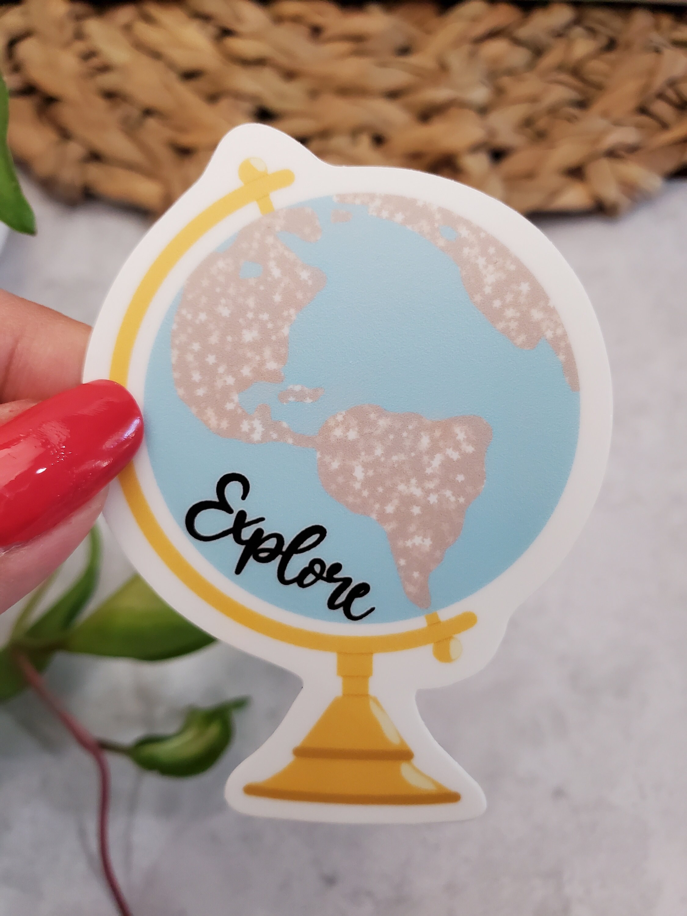 Explore sticker globe sticker adventure time travel | Etsy