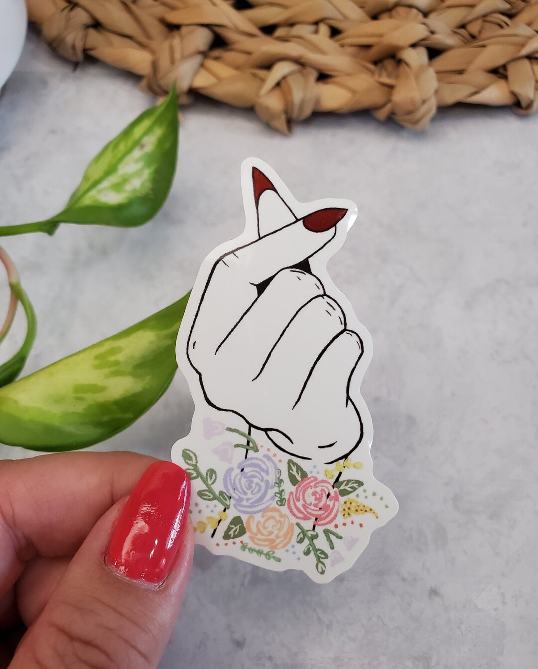 Finger Heart Sticker, Korean Finger Heart, Heart Sticker, Finger ...