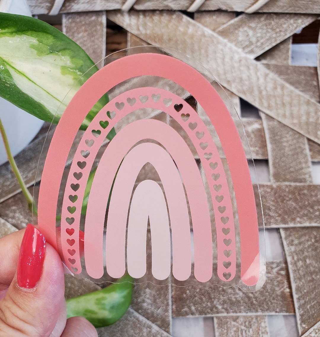 Pink clear rainbow sticker, pink rainbow sticker, water bottle sticker ...