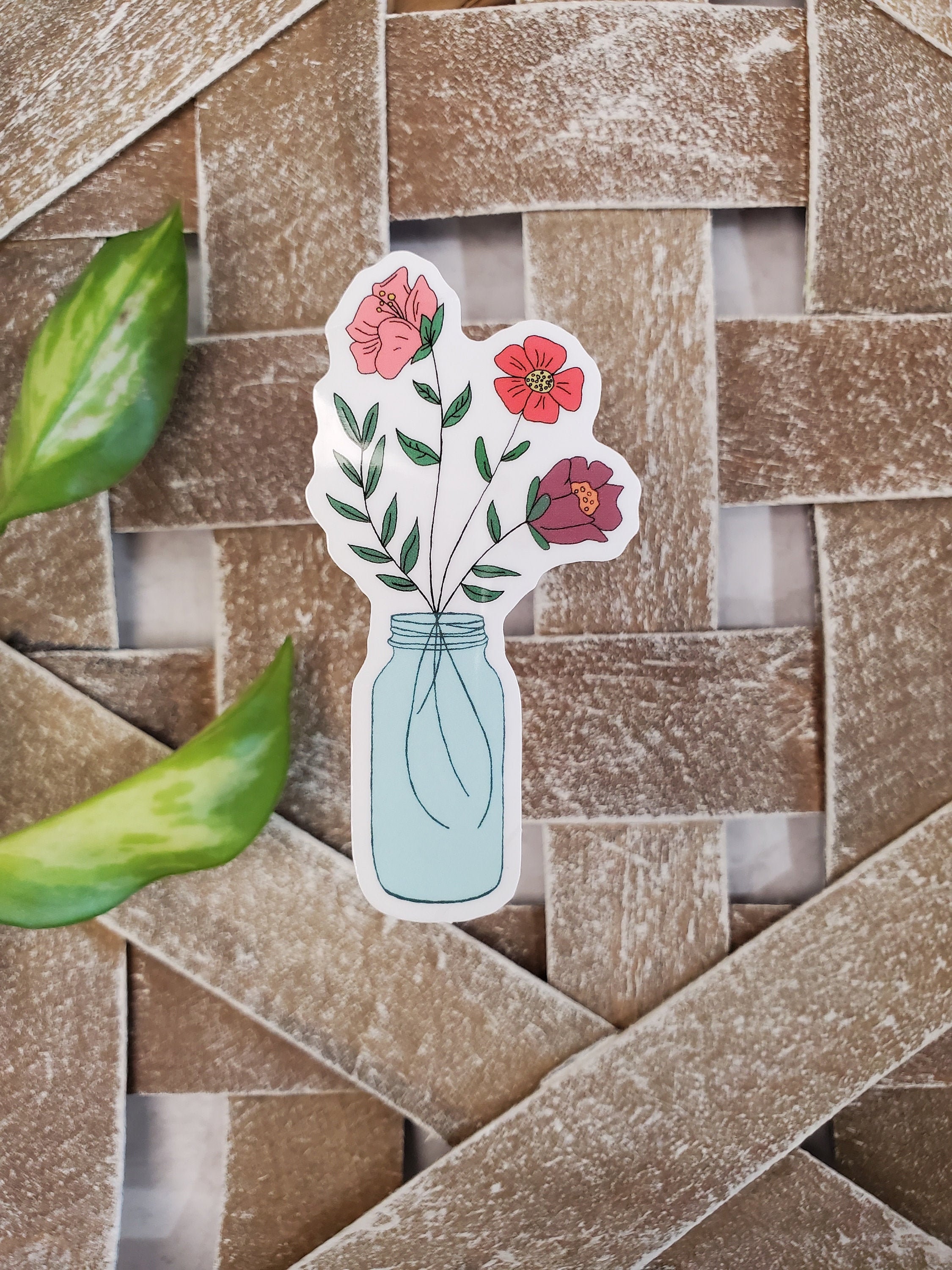 Clear Flowers in a Jar, Mason Jar Flowers, Poppy Flower Stickers ...