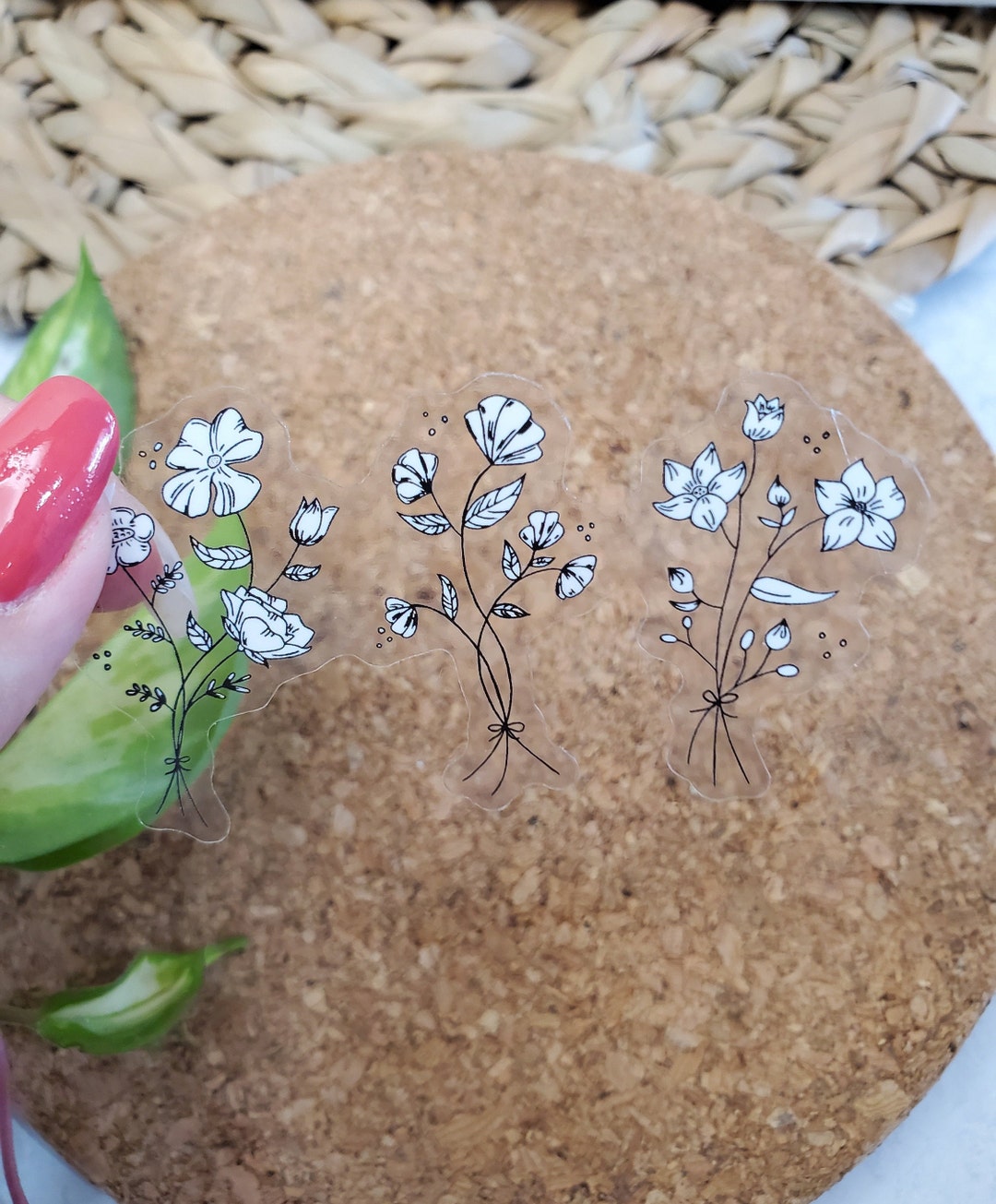 Clear Floral bundles sticker, flower stickers, floral stickers, dainty ...