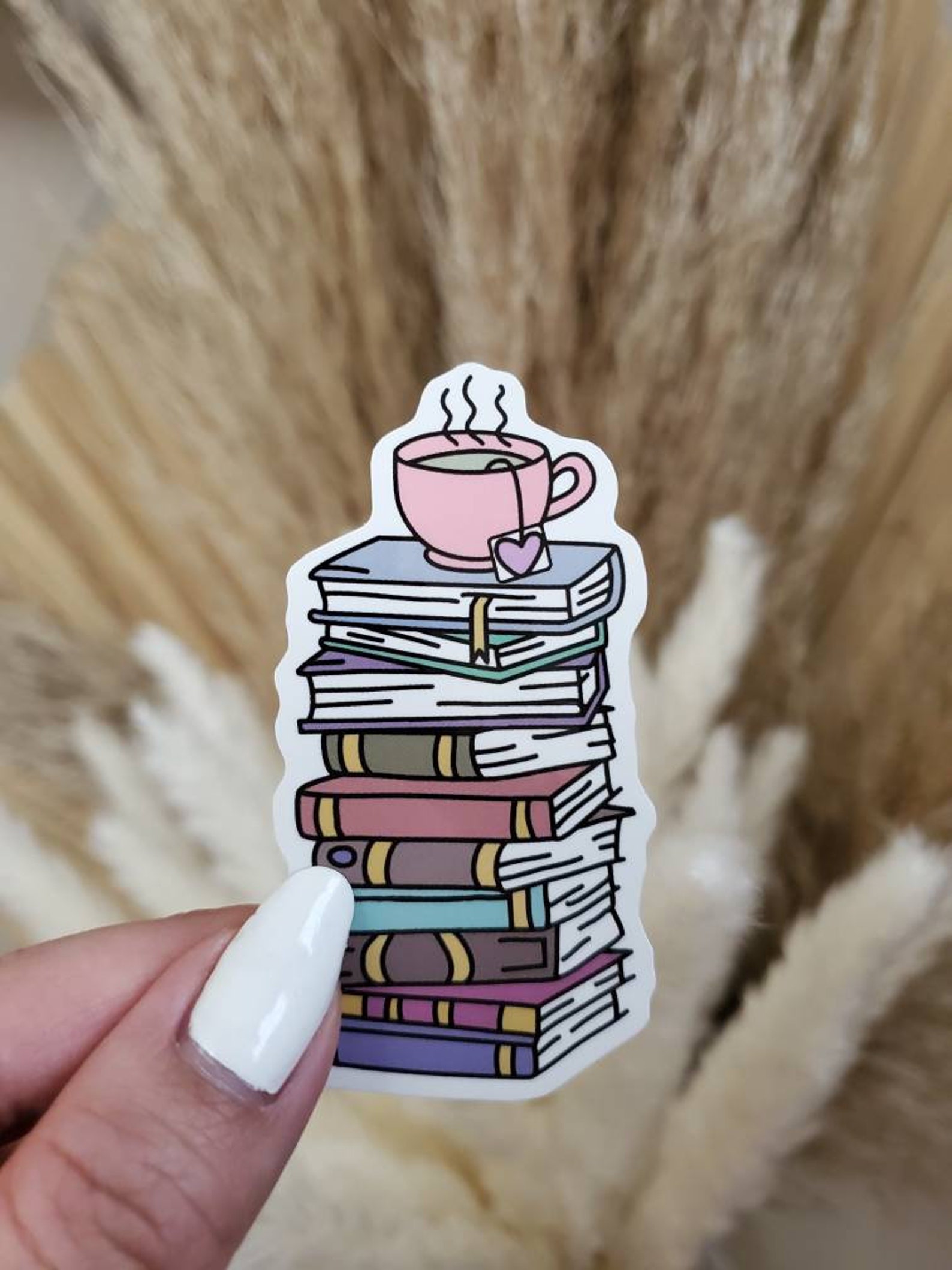 Stack of Books Stickers, Book Sticker, Story Book, Tea Cup, Tea Cup ...