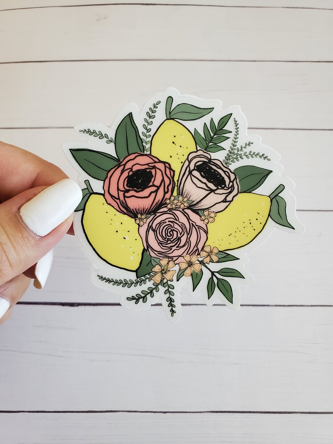 Floral Lemon Sticker: Waterproof Summer Decor - Etsy