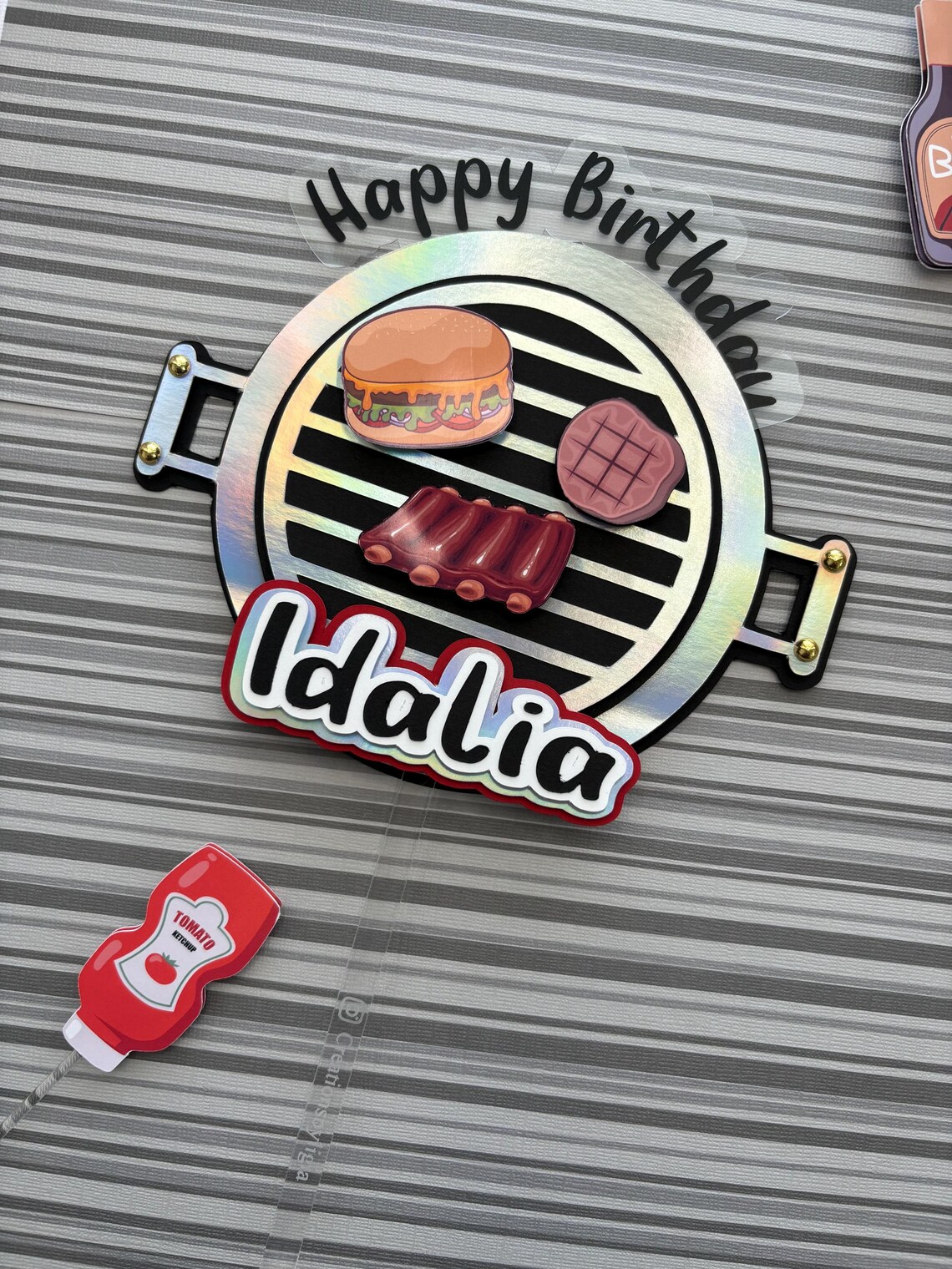 BBQ Birthday Cake Topper: Grill Theme Party Decoration - Etsy