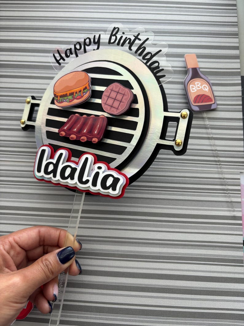 BBQ Birthday Cake Topper: Grill Theme Party Decoration - Etsy