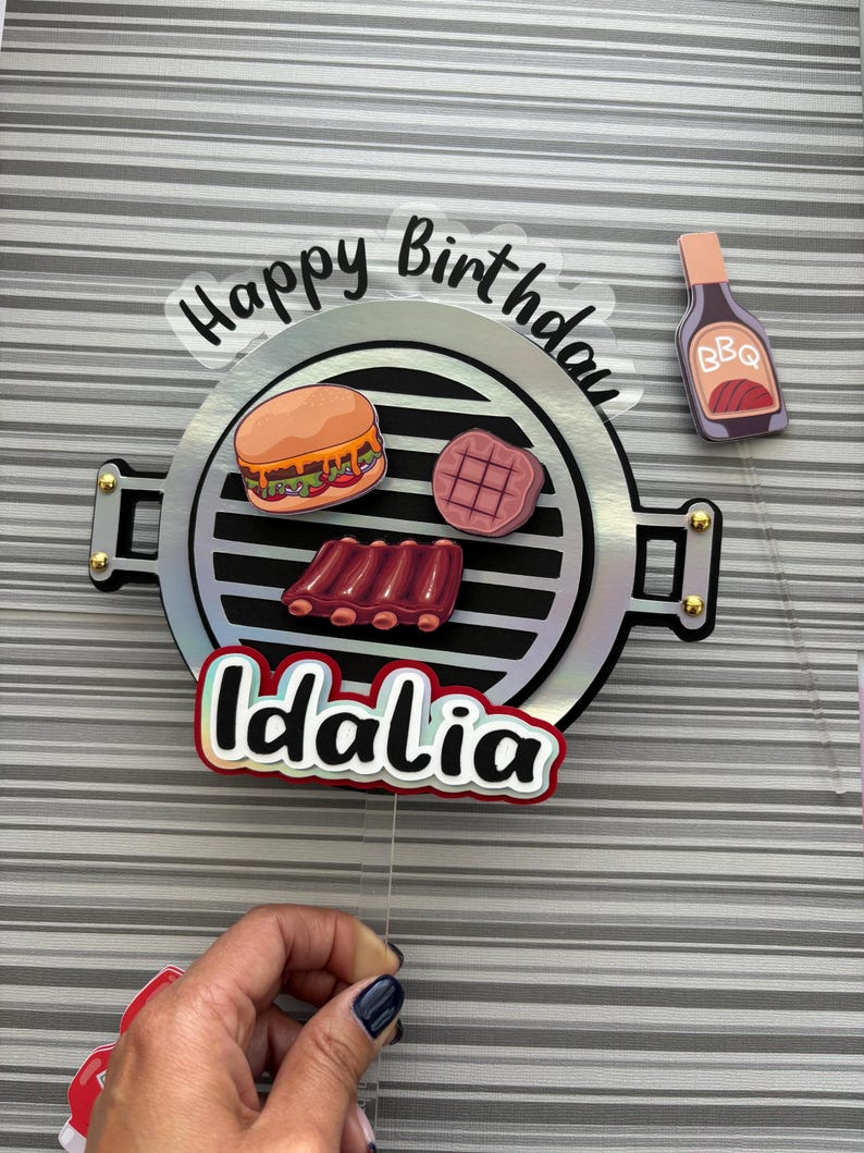 BBQ Birthday Cake Topper: Grill Theme Party Decoration - Etsy