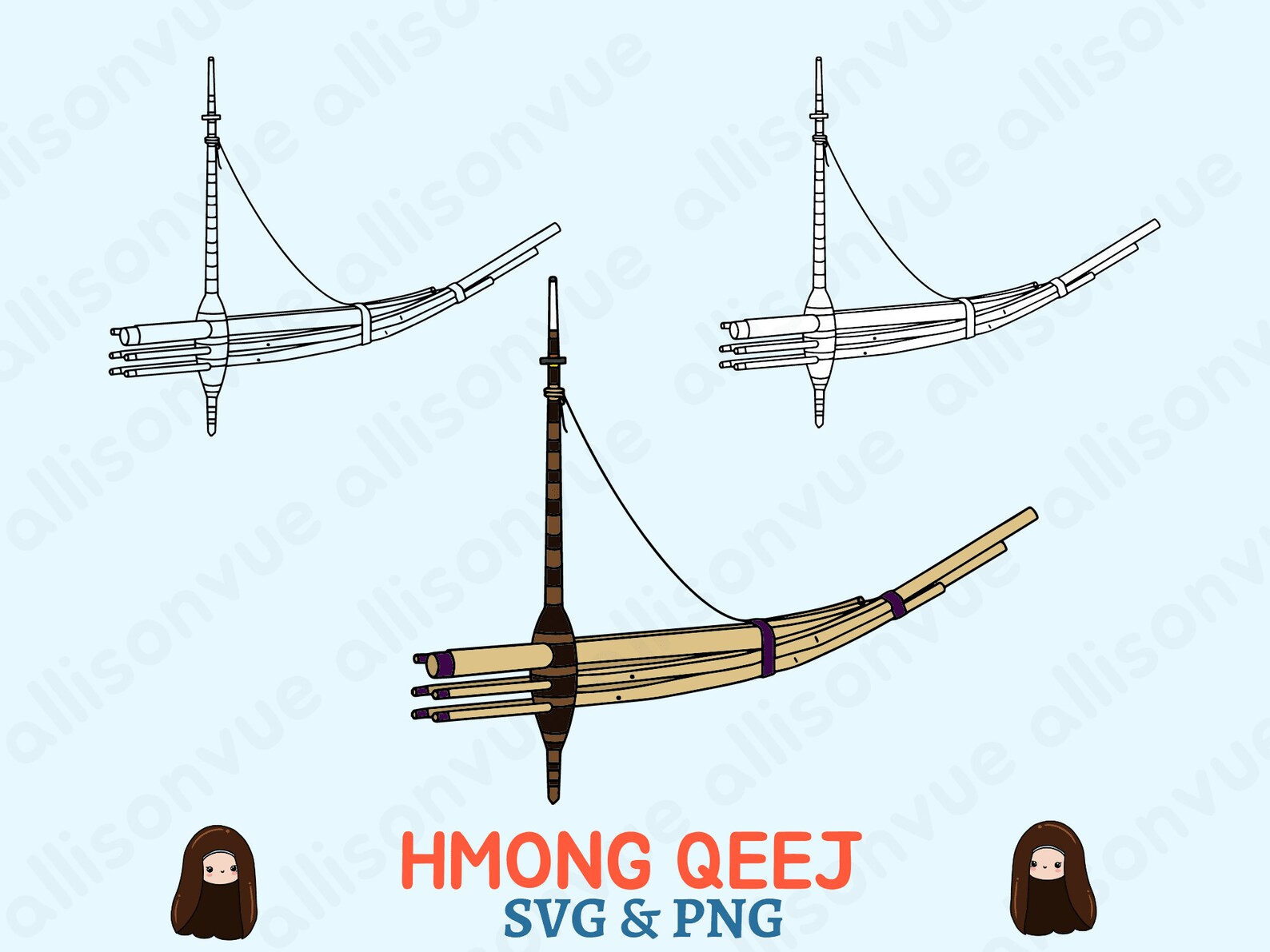 Hmong Qeej SVG Hmoob Wind Instrument Clipart Southeast | Etsy