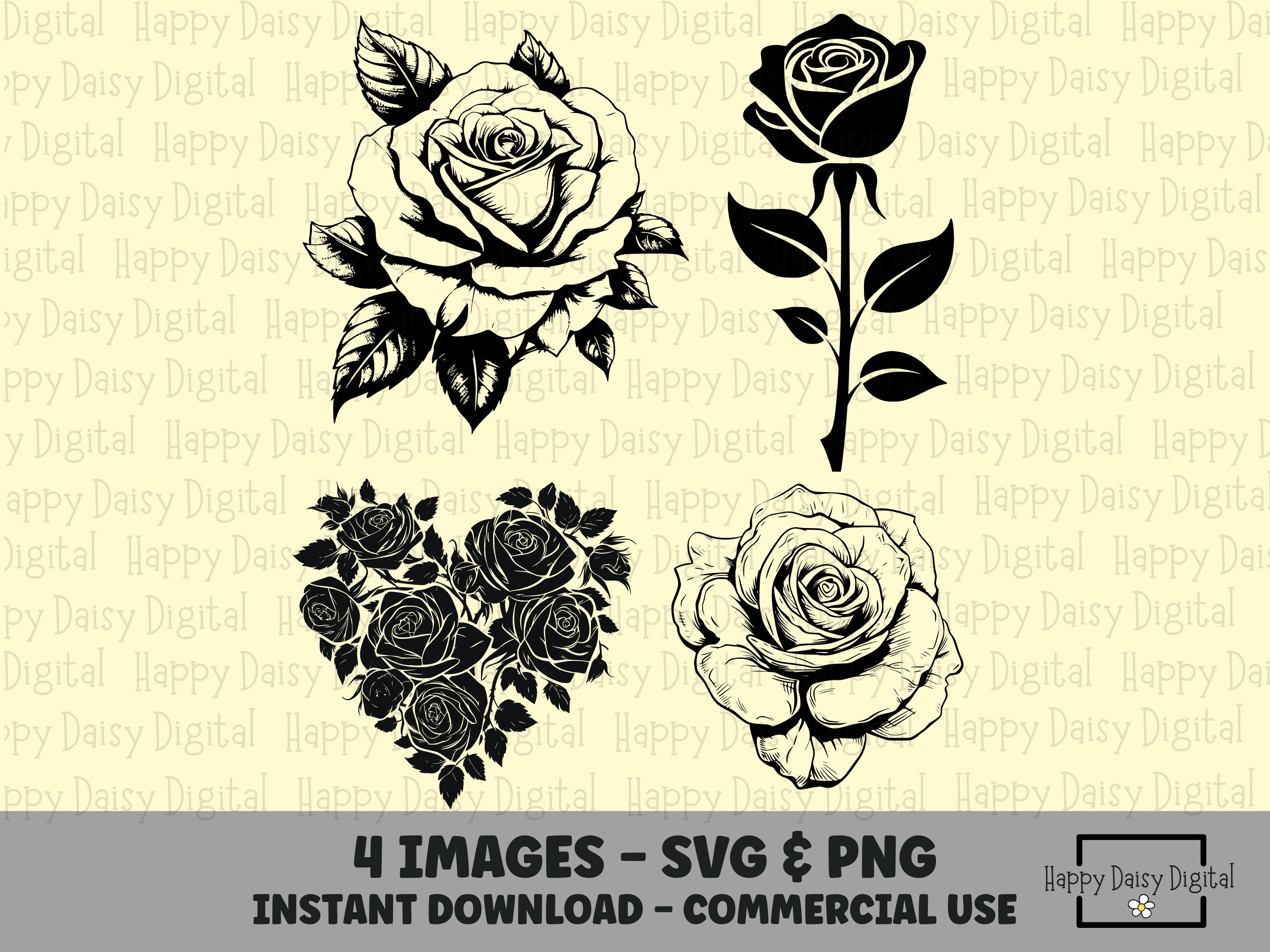Rose SVG, Rose PNG, Rose Silhouette SVG, Birth Month Flower, Birth ...