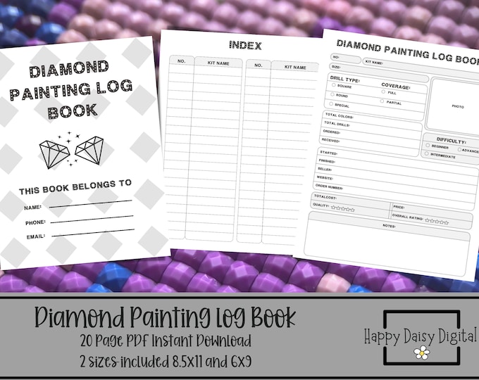 Diamond Painting Journal, Printable Digital Diamond Painting Log Book ...