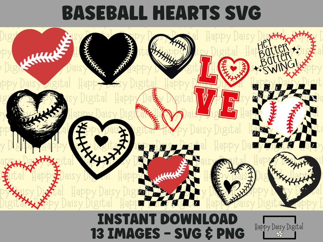 Baseball Svg Bundle Love Of Baseball Svg Baseball Hearts Svg