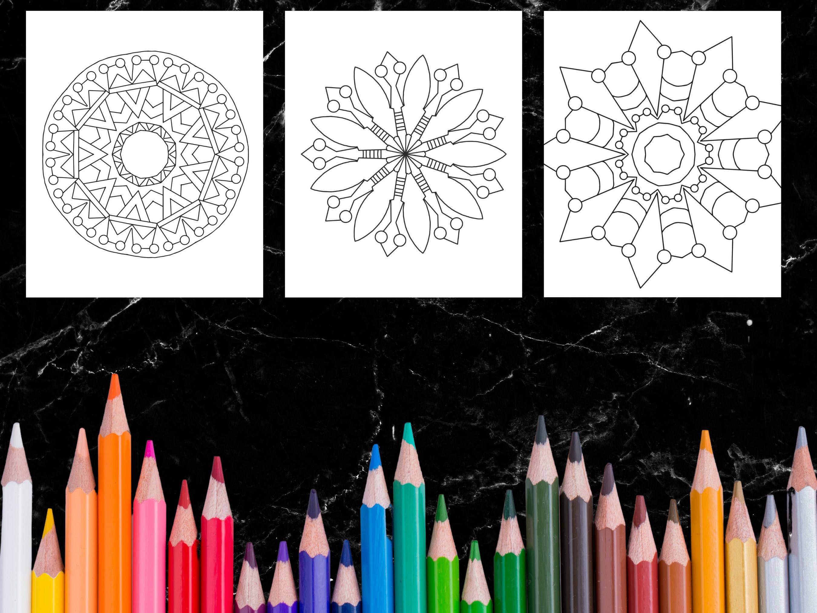 50 Simple Mandalas Coloring Pages Adult Kids Eldery - Etsy