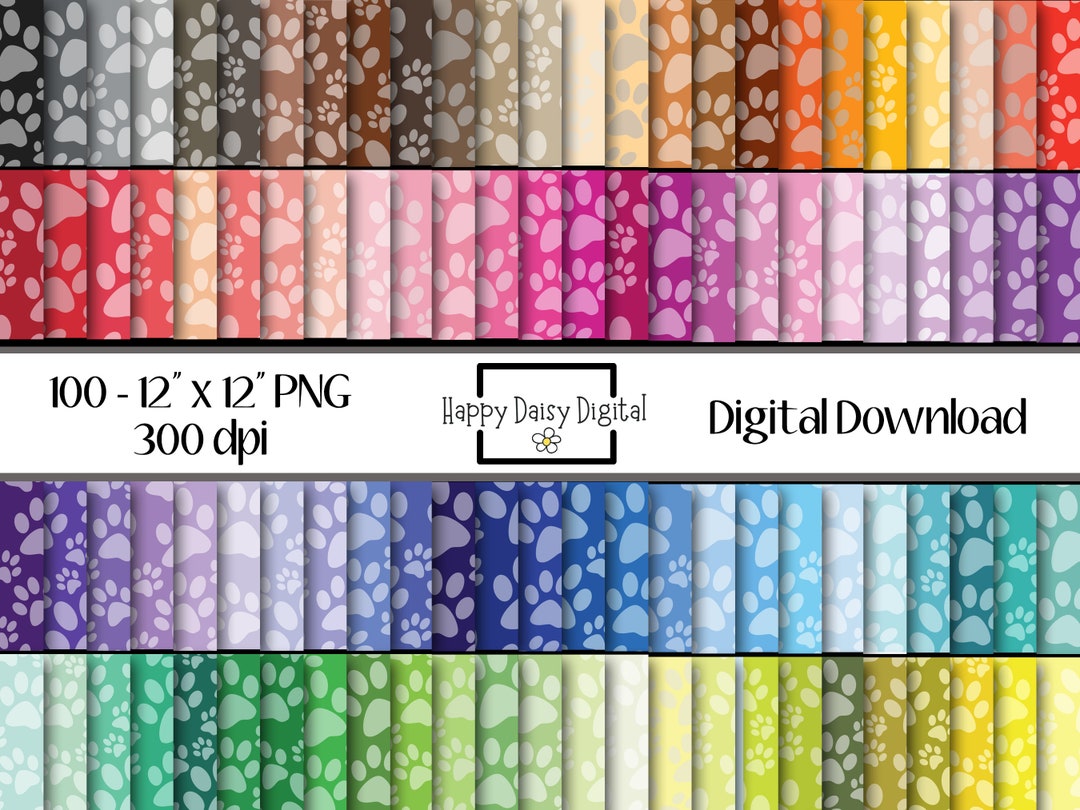 Dog Paw Prints, Rainbow Paper, Digital Paper, Digital Backdrop ...