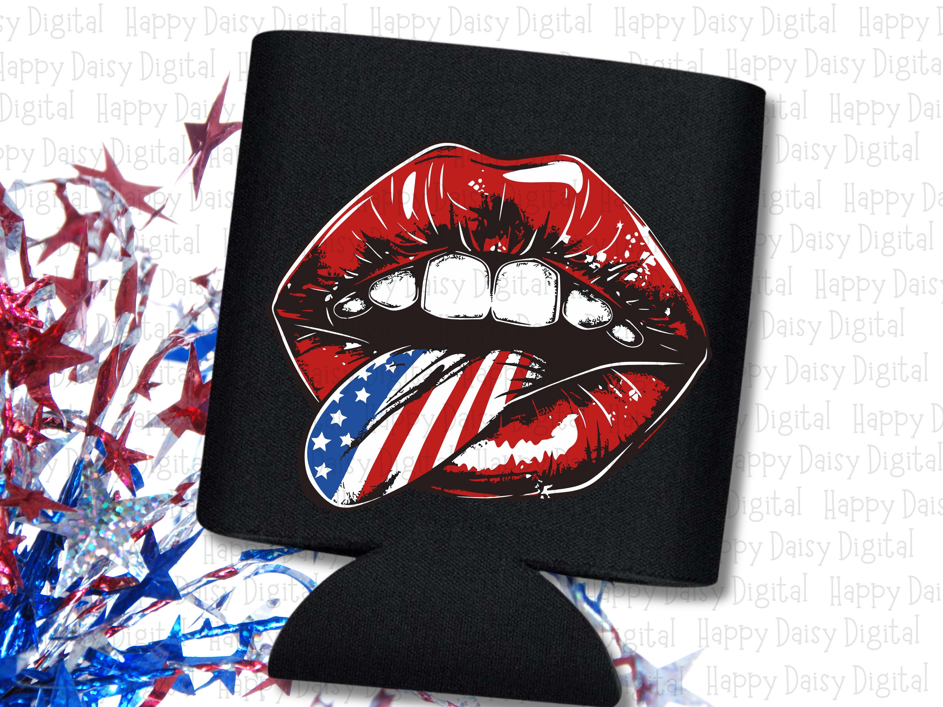 4th of July Hot Lips With Tongue SVG, Lips Tongue Clipart Lips Tongue ...