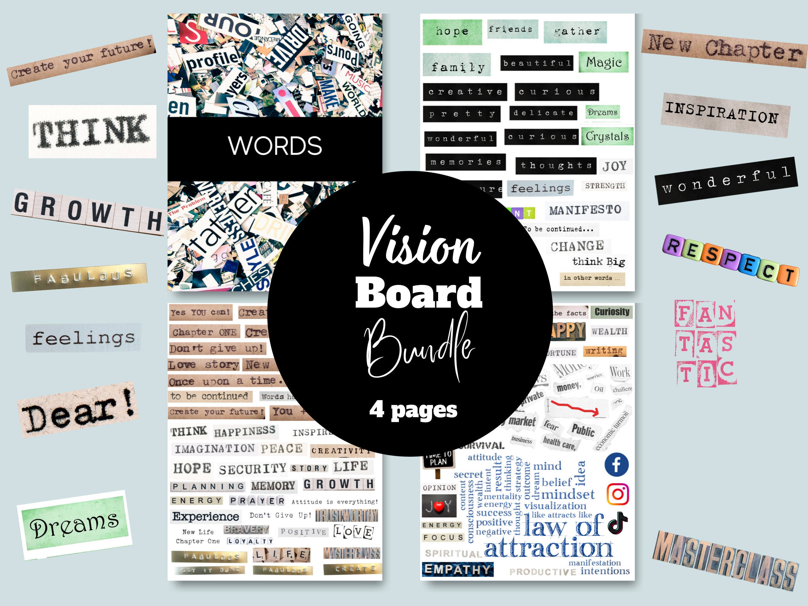 2024 Vision Board Kit - Ultimate Vision Board - Vision Board Bundle ...