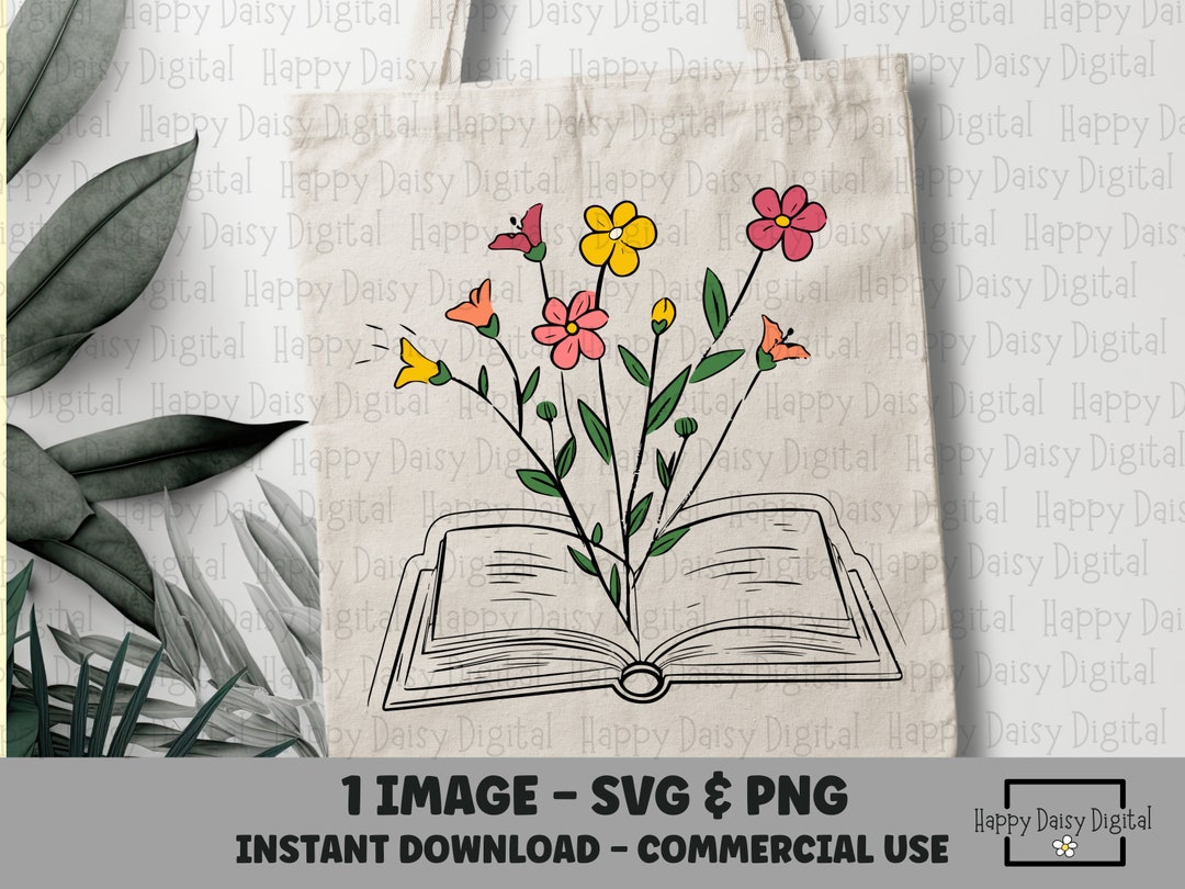 Book With Flowers, Book SVG, Book PNG, Book Clipart, Book Vector, Open ...