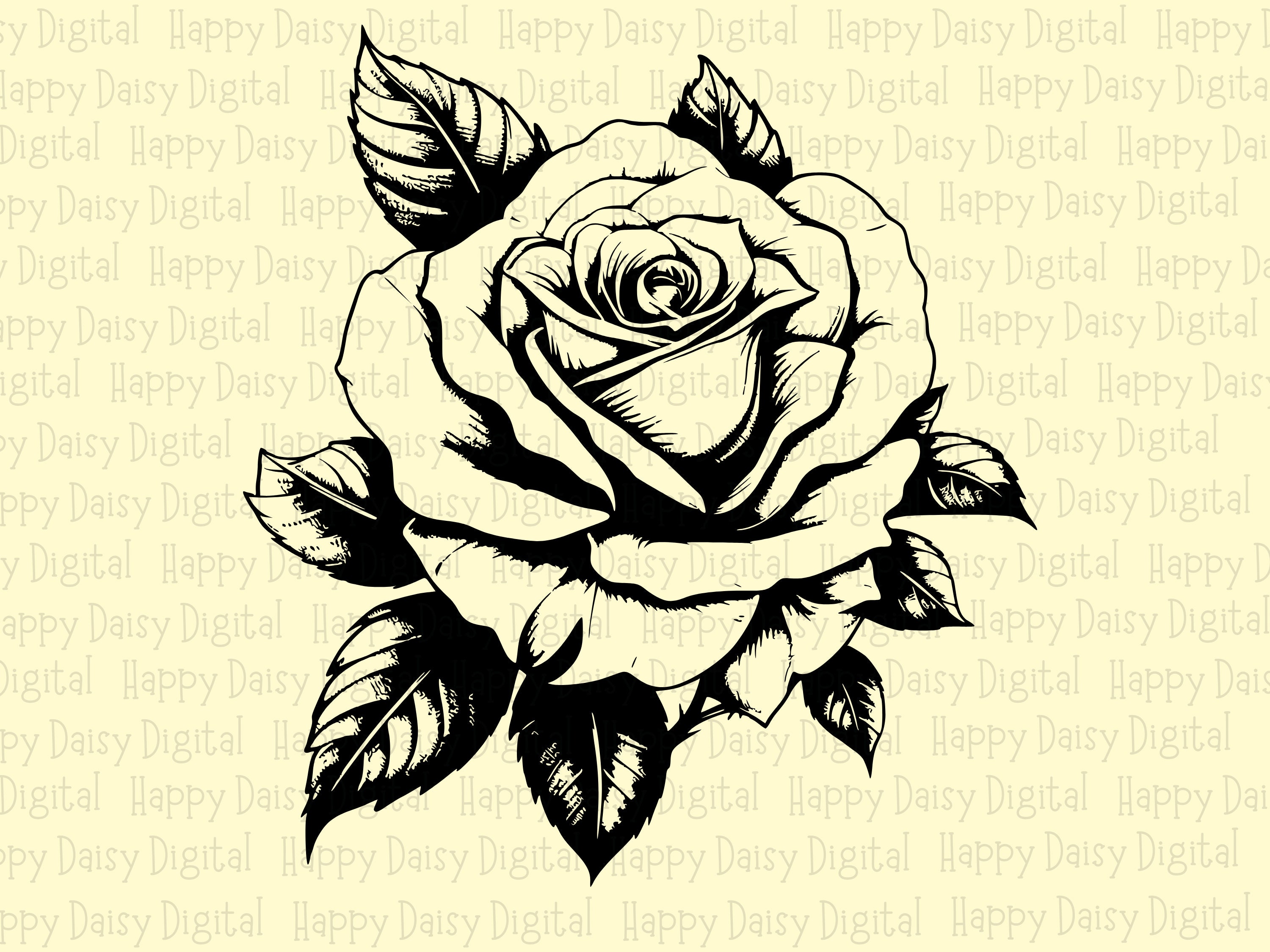 Rose SVG, Rose PNG, Rose Silhouette SVG, Birth Month Flower, Birth ...