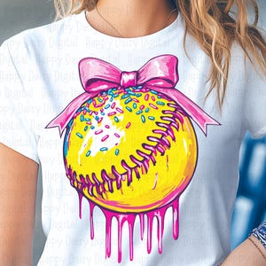 Softball Coquette PNG Baseball Drip Bow Design Shirt Sublimation DTF ...
