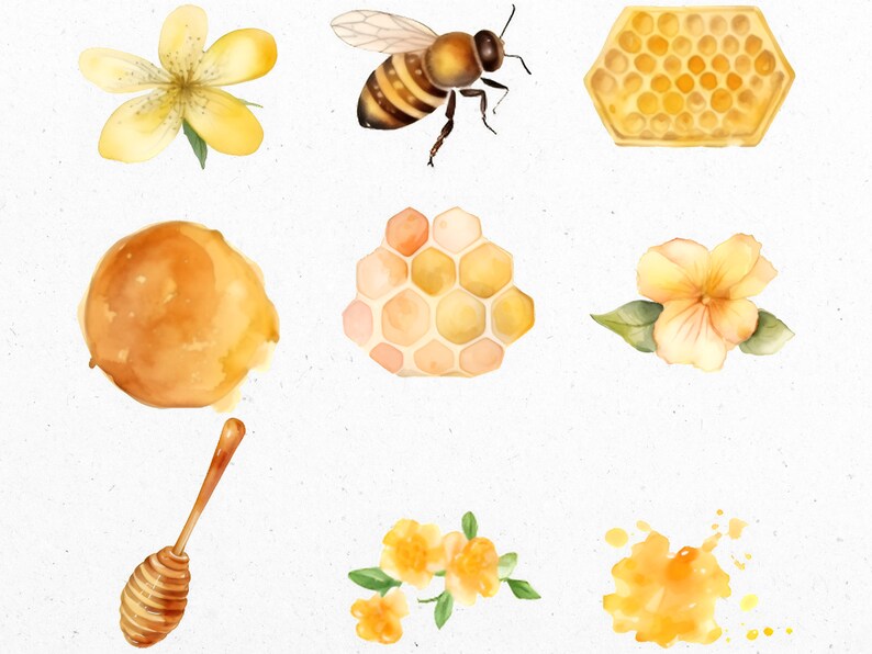 Bee Watercolor Clipart Bundle, PNG Image Bundle, Small Watercolor ...