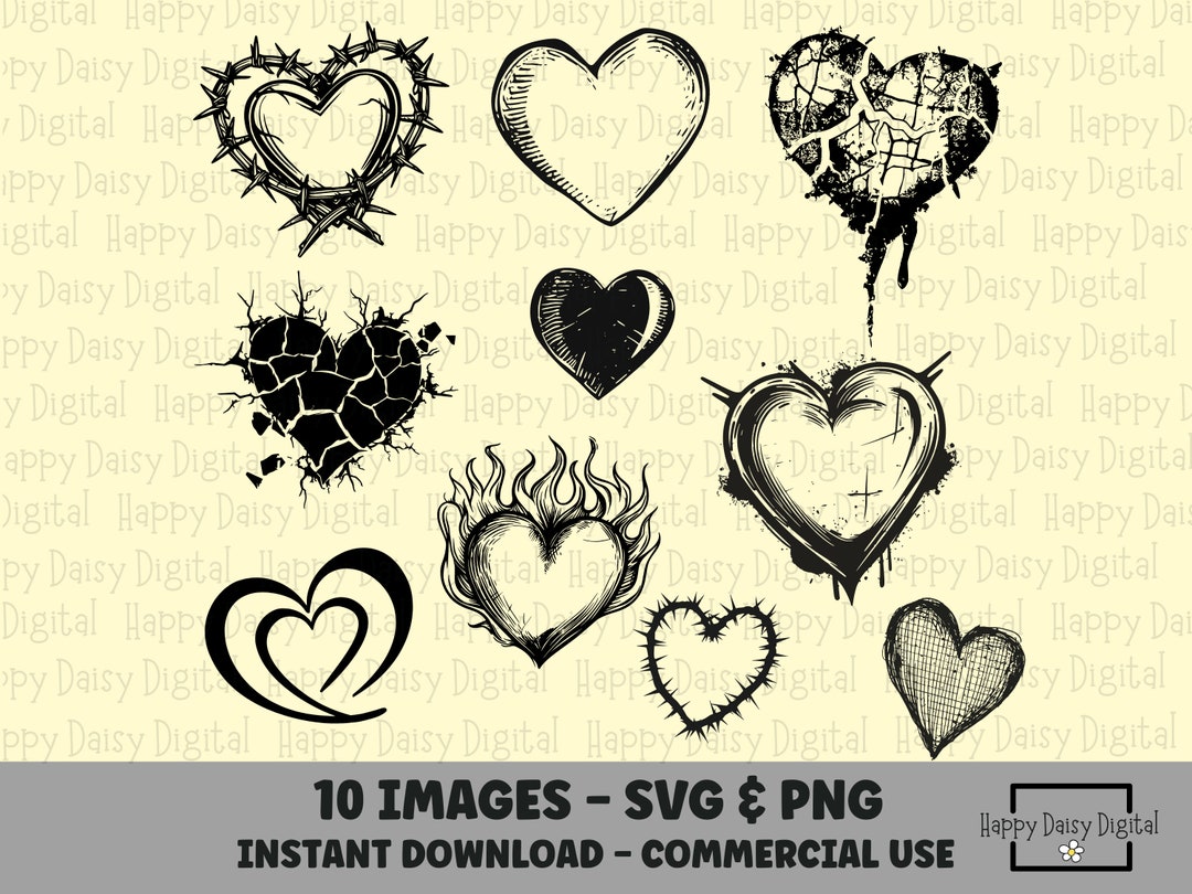 Heart SVG Bundle, Heart Design SVG, Dripping Heart SVG, Heart Outline ...