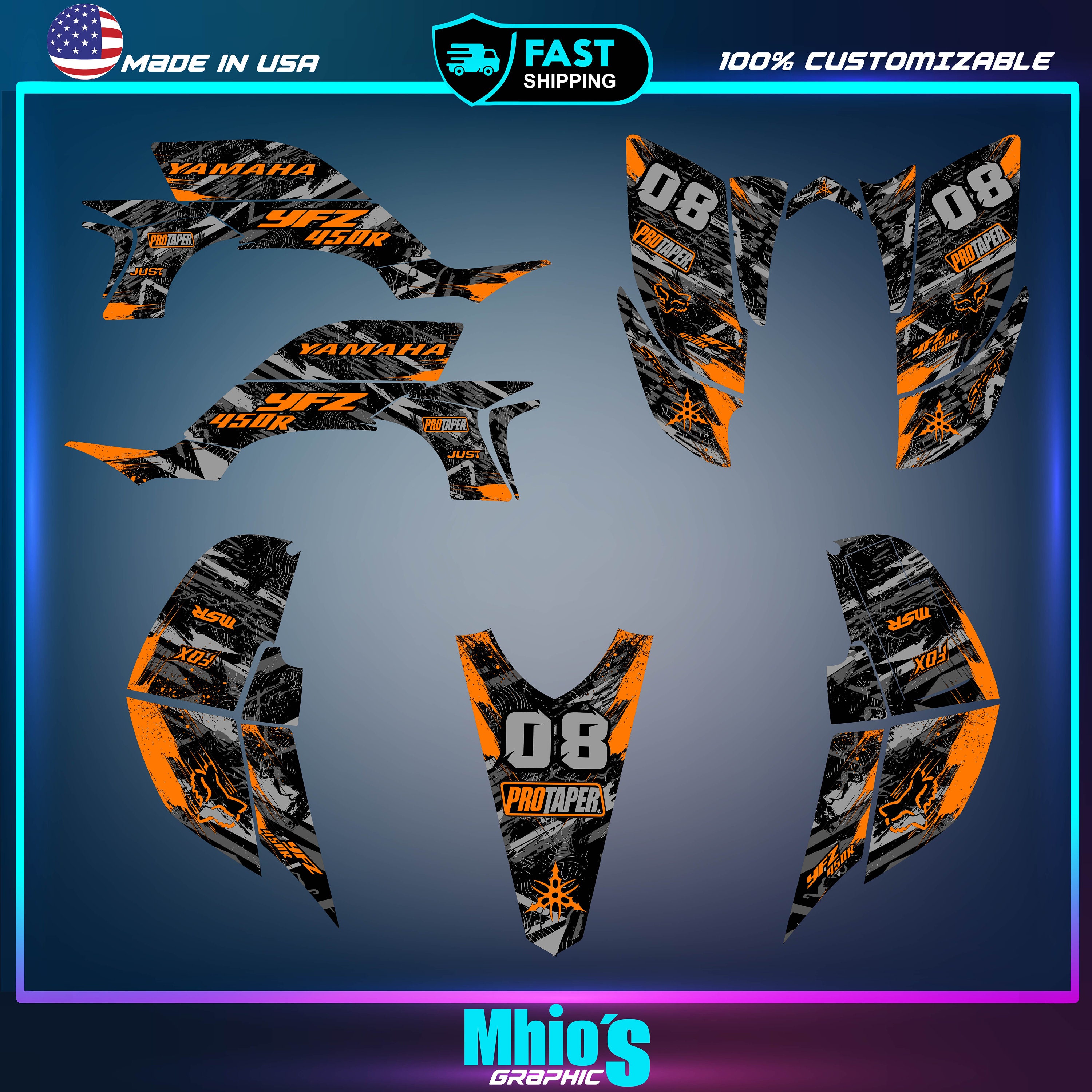 Yamaha YFZ 450 Graphics Kit 2003 2004 2005 2006 2007-2008 Stickers ...