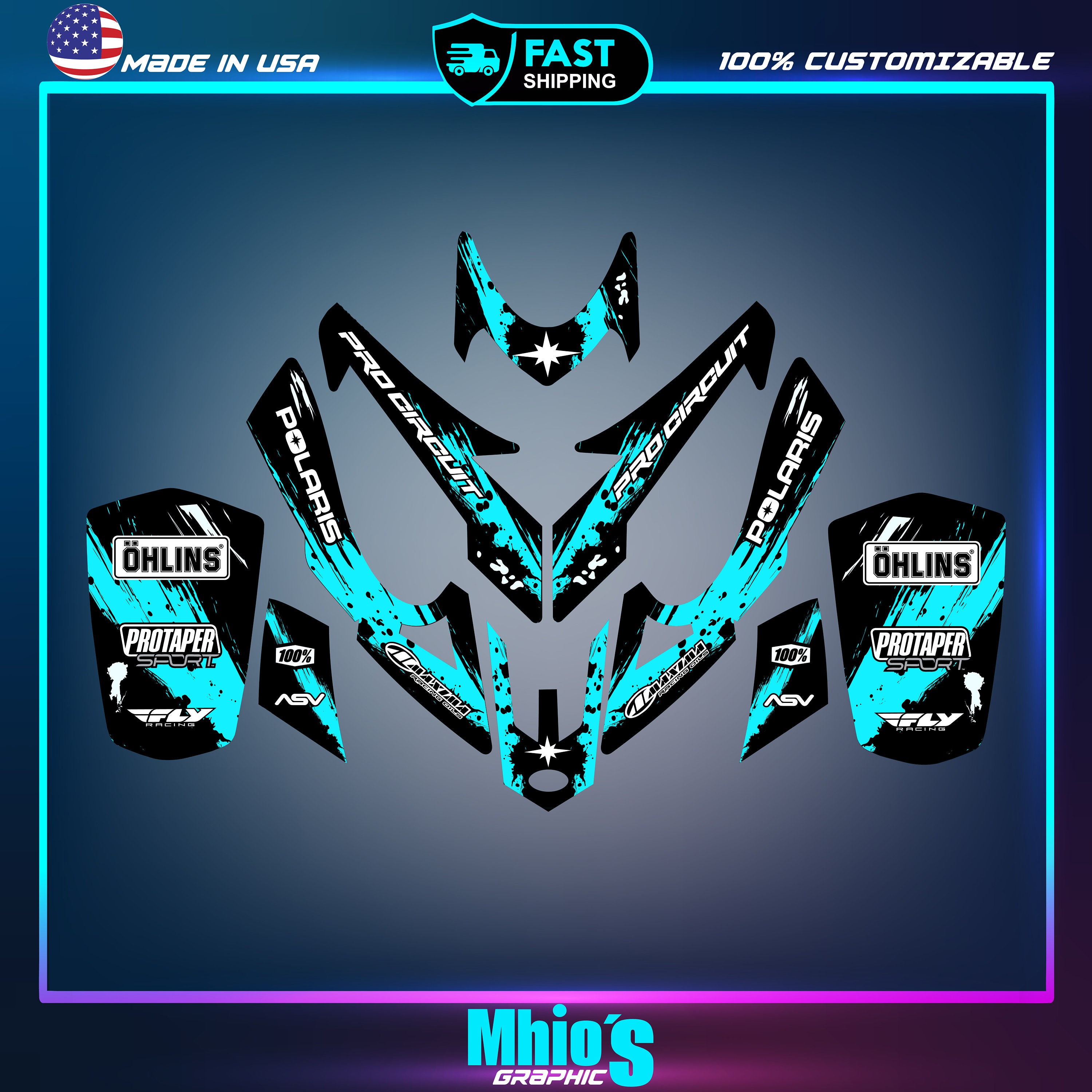 Polaris Predator 500 Graphics Full Decals Stickers Kit Atv| Polaris ...