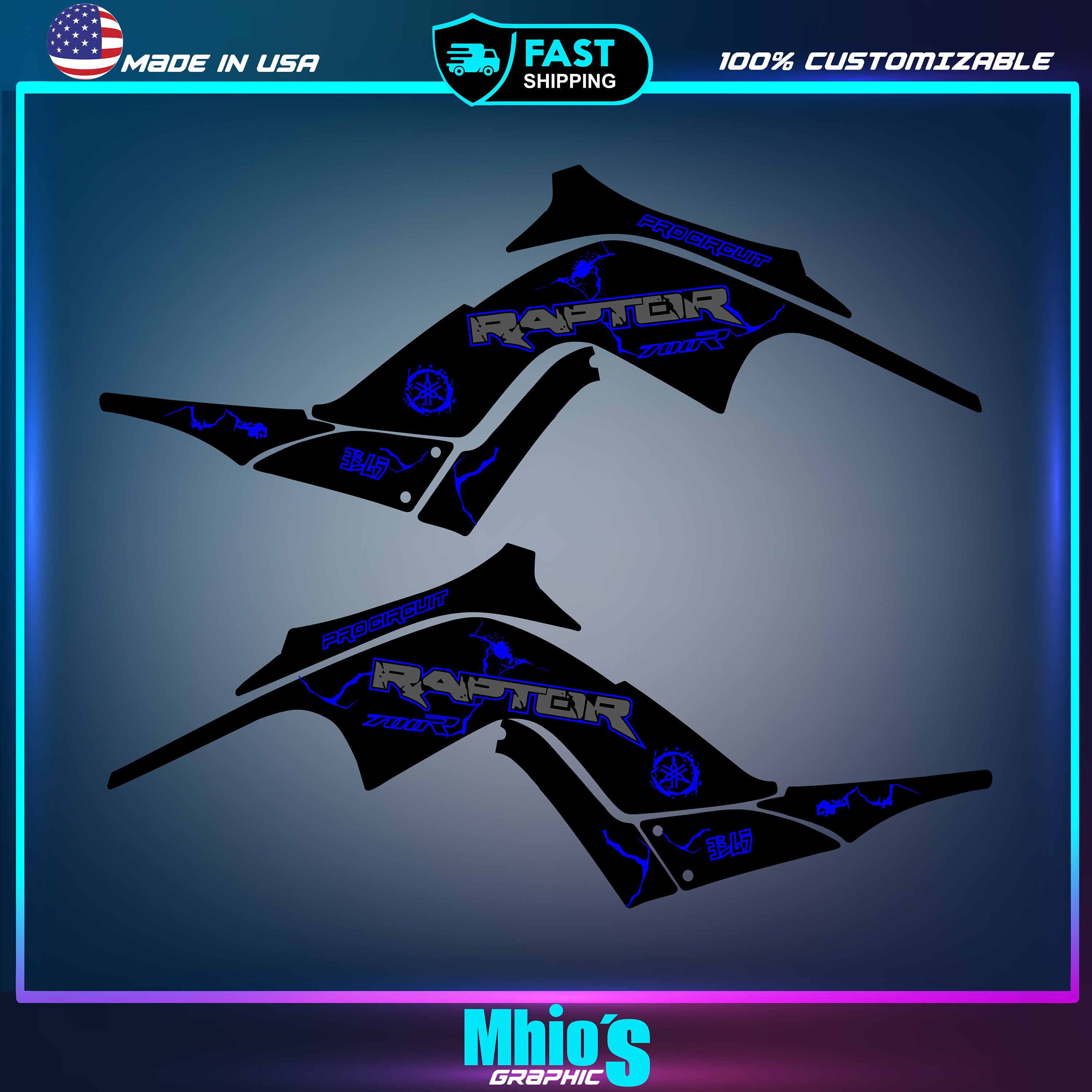 Fits Yamaha Raptor 700R Graphics Kit 2006 2007 2008 2009 2010 2011 2012 ...