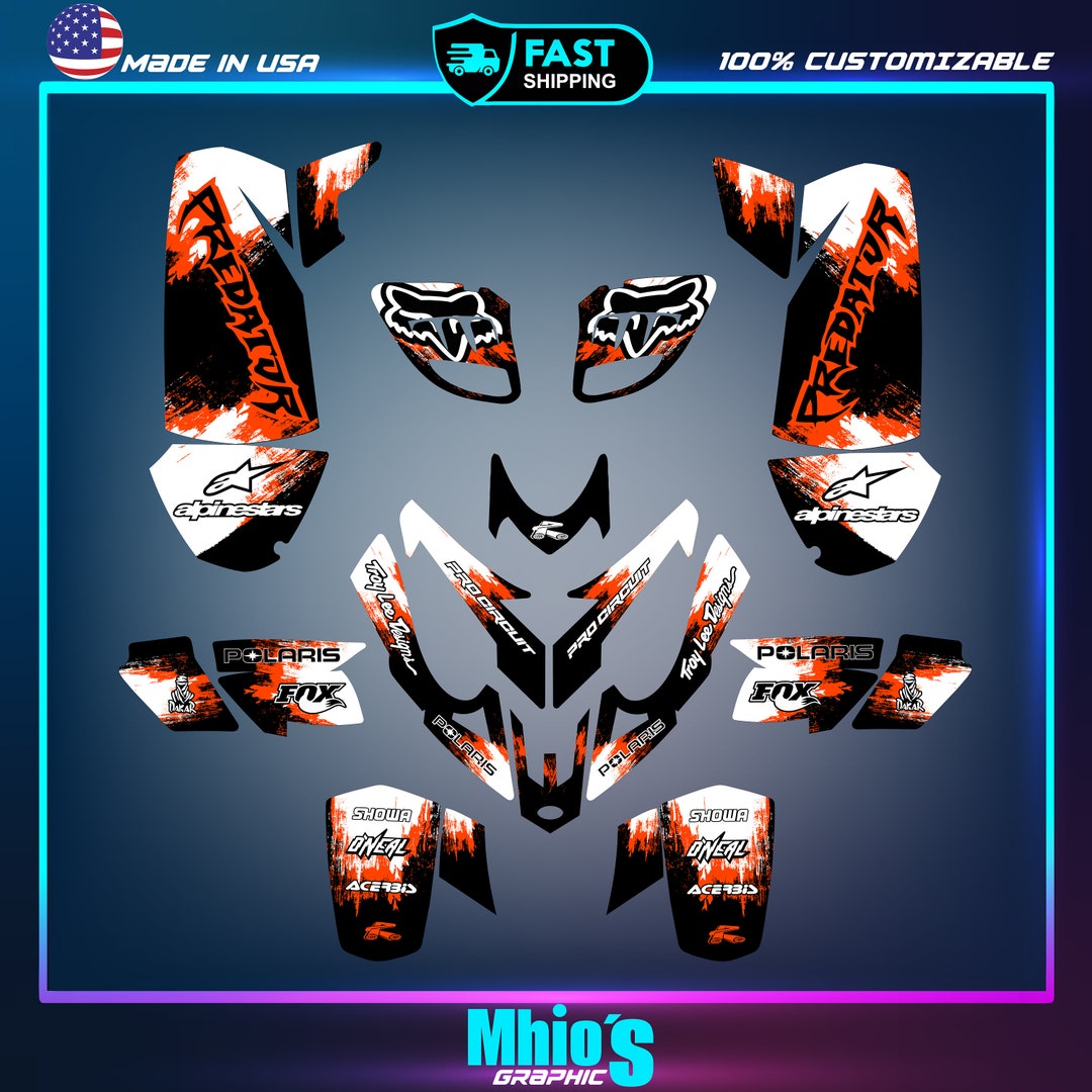 Polaris Predator 500 Graphics Full Decals Stickers Kit Atv| Polaris ...