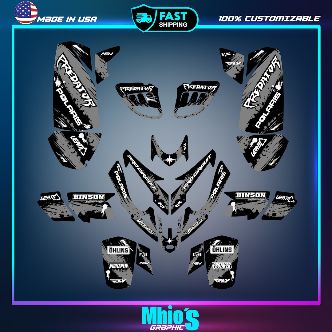 Polaris Predator 500 Graphics Full Decals Stickers Kit Atv| Polaris ...