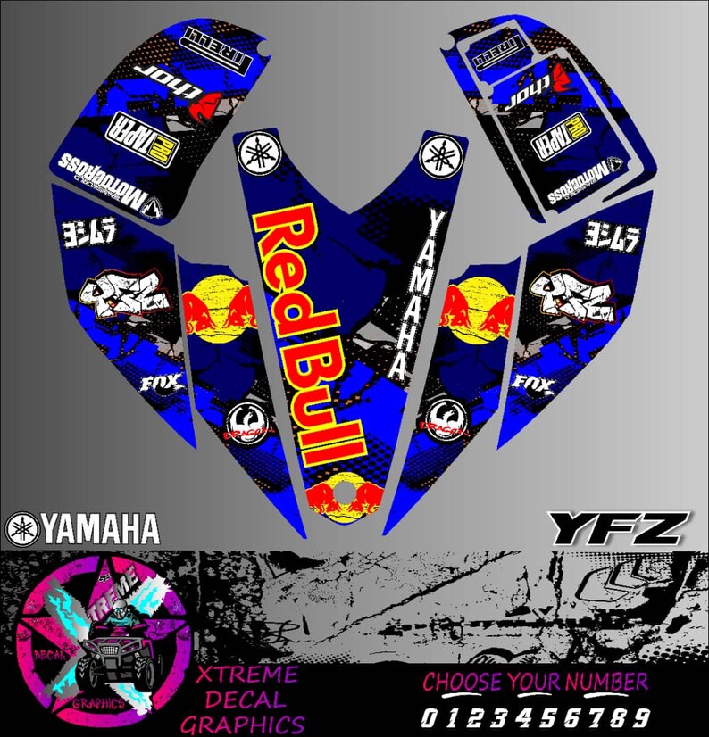 Yamaha YFZ450 ATV Quat Graphics Kit ATV Quat 2003-2008 Decals - Etsy