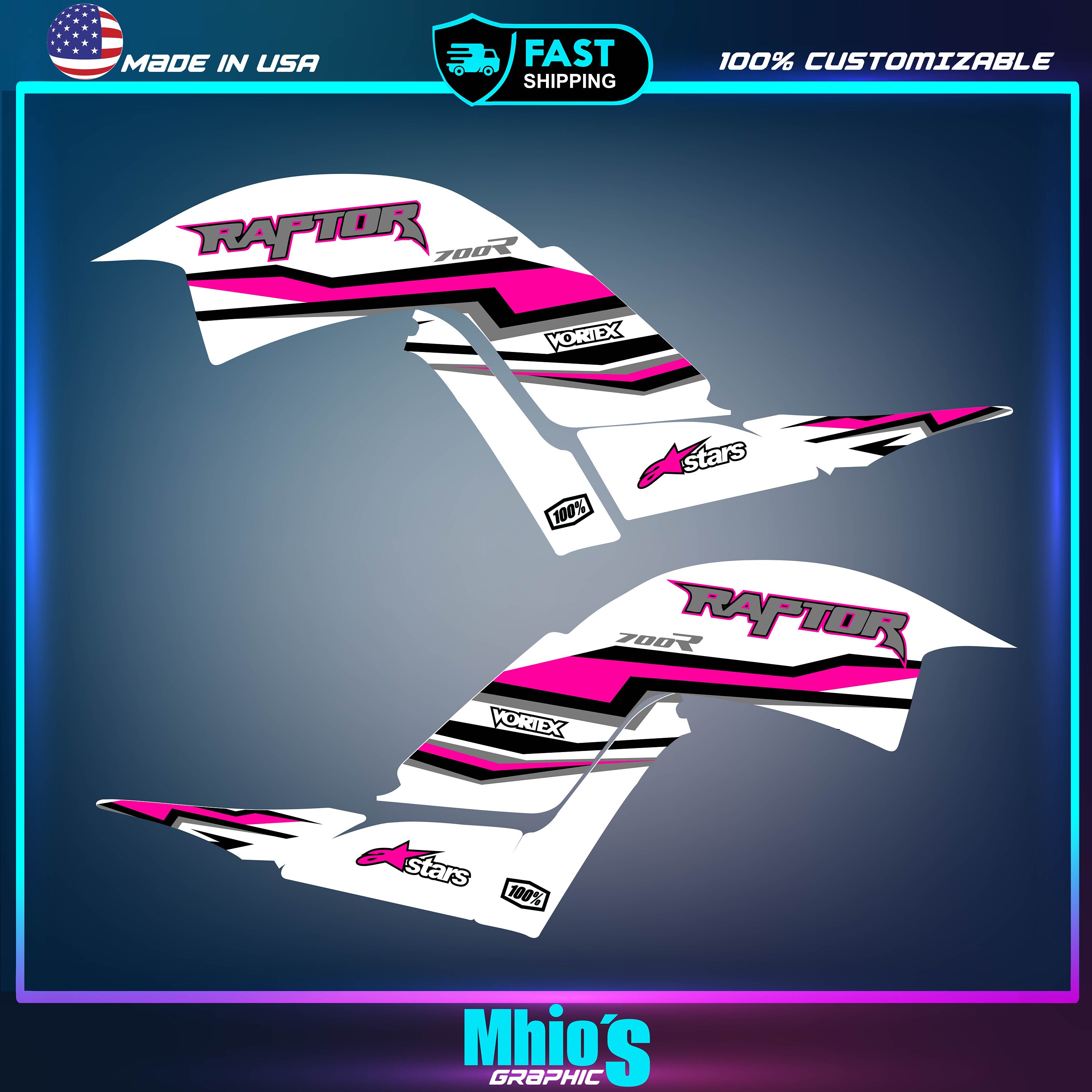 Yamaha Raptor 700R Graphics Kit 2013 2014 2017 2019 to 2022 Decals ...