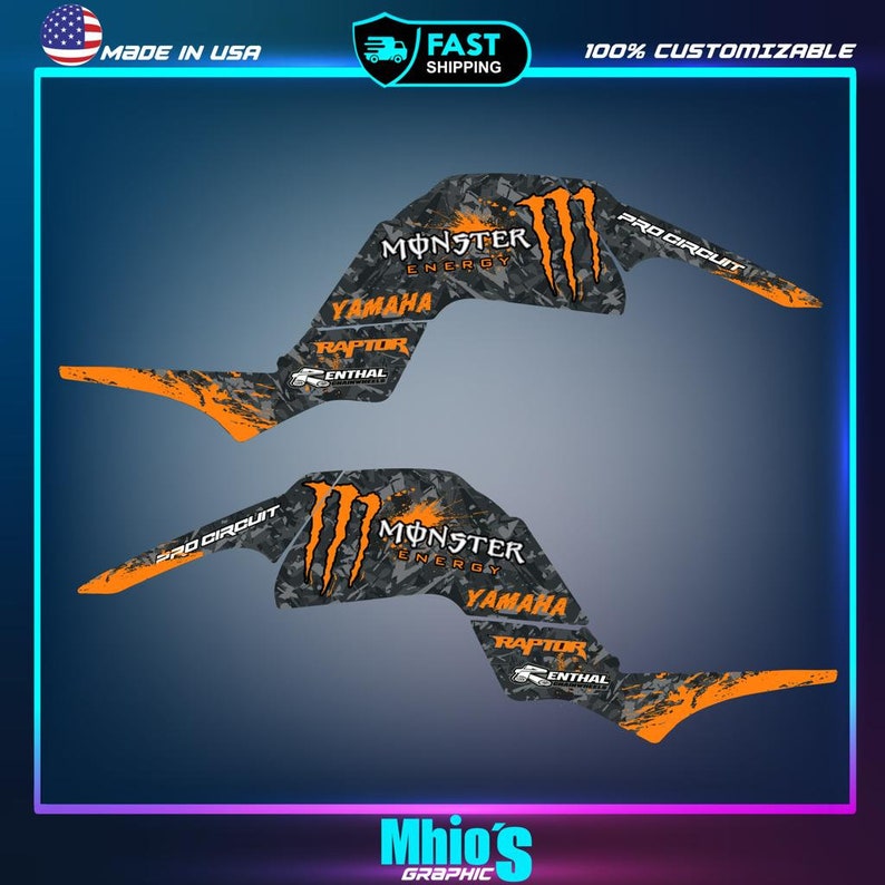 Yamaha Raptor 660 Kit Graphics Decals Stickers Atv Wrap Quad All Year ...