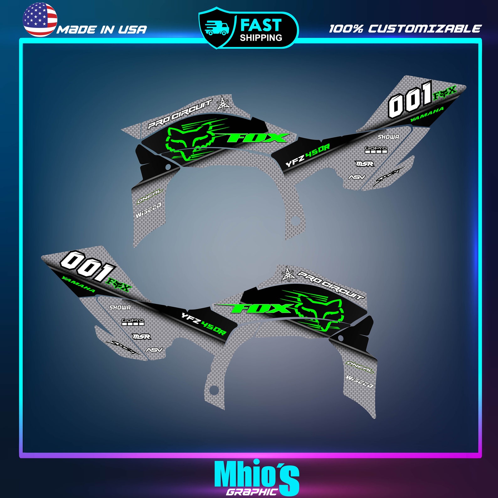 Yamaha YFZ 450 Graphics Kit 2009-2013 Stickers Decals Kit 2010 2011 ...