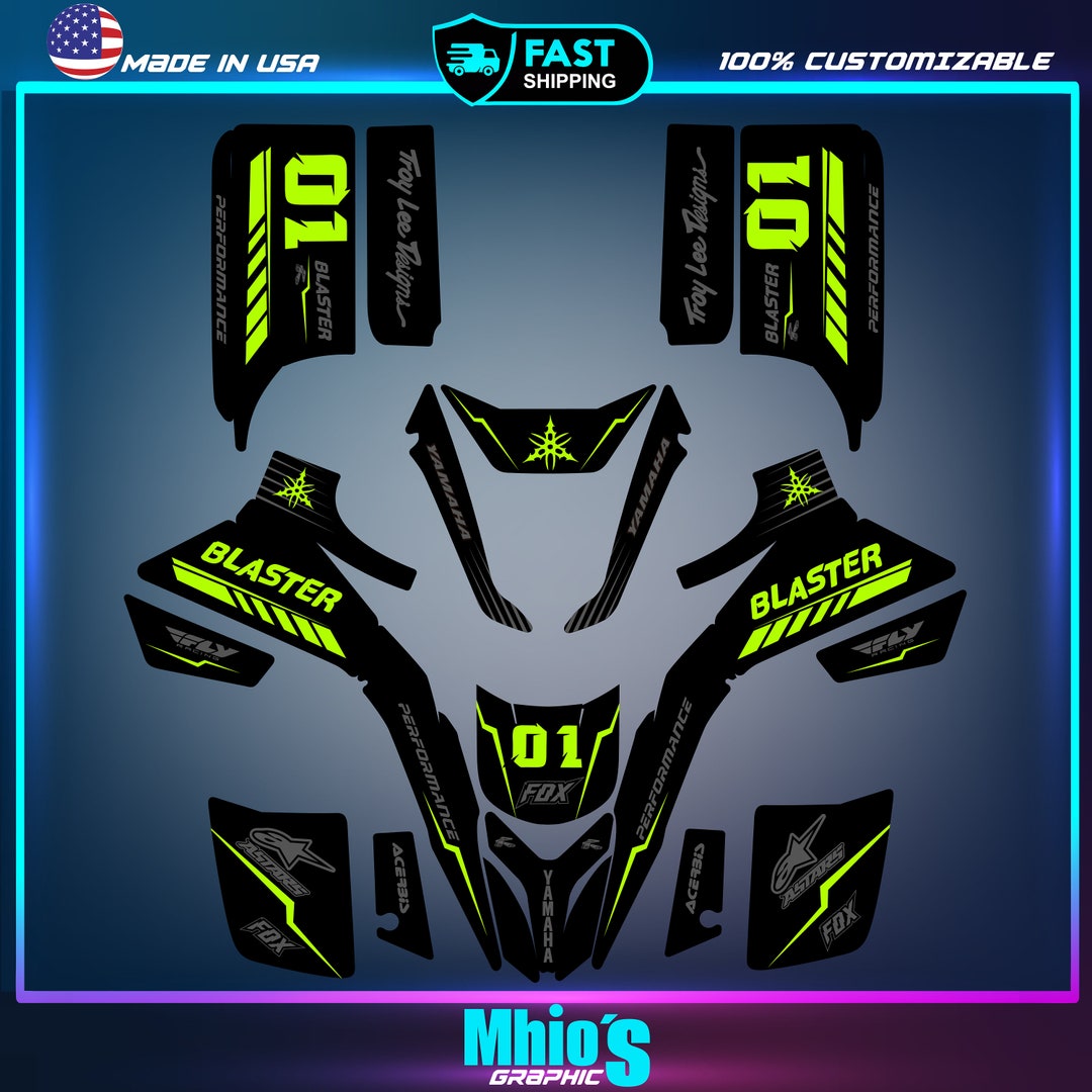 Yamaha Blaster YFS 200 Yfs200 Decals Graphics Stickers Full Kit ATV ...